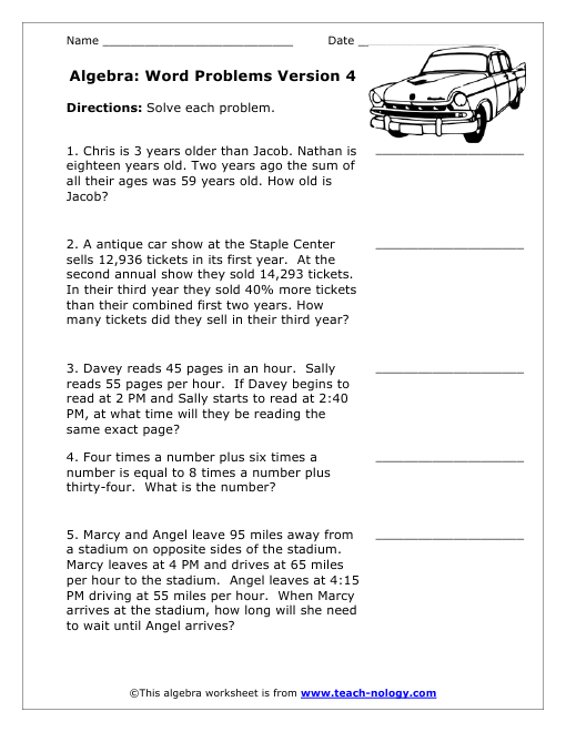Algebra Word Problems Worksheet Equation Word Problems Worksheet Pdf 