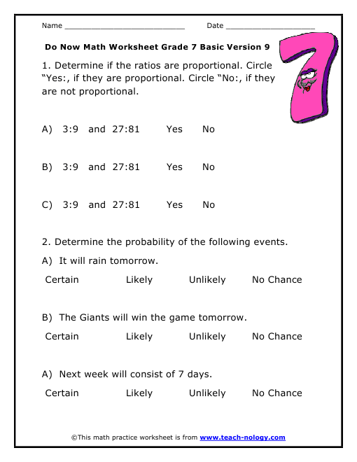7th Grade Math Worksheets Pdf Printable Worksheets 7th Grade Math 