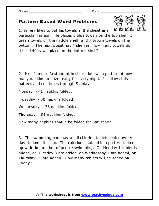 Pattern Based Word Problems Pattern Based Word Problems