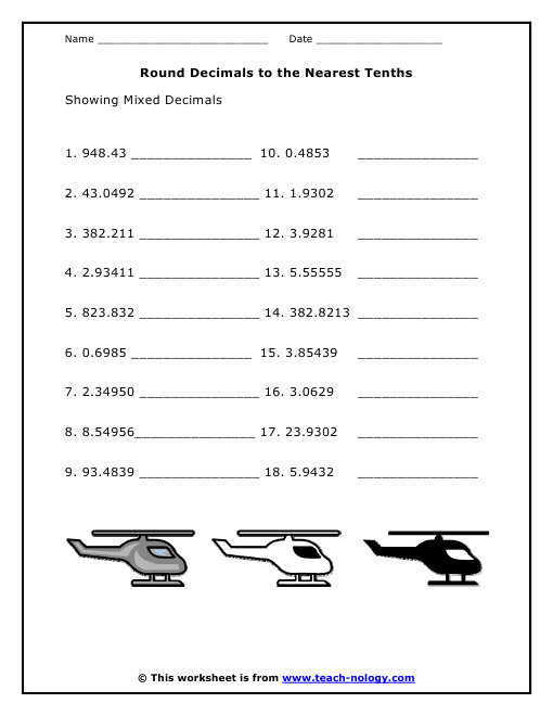 Round Decimals To The Nearest Tenths