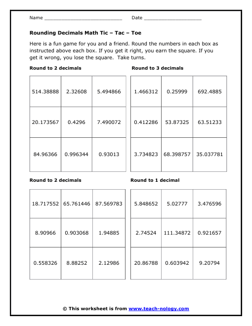 Rounding Decimals Game