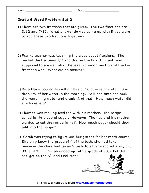 Grade 6 Word Problems Set 2