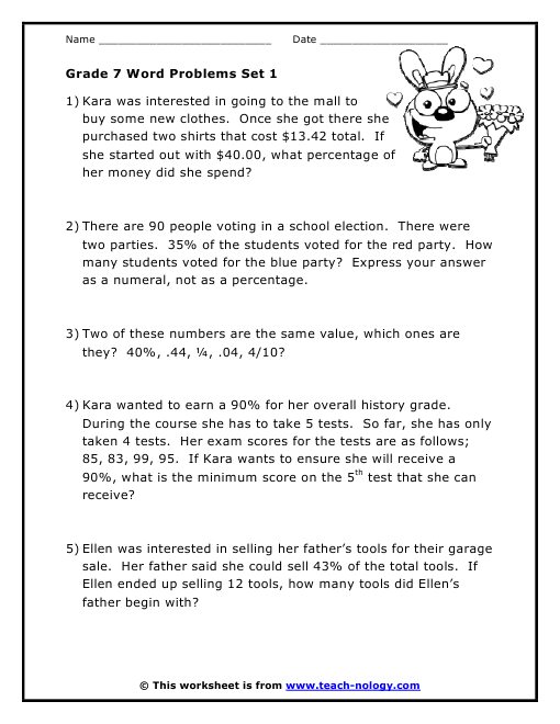 Grade 7 Word Problems Set 1