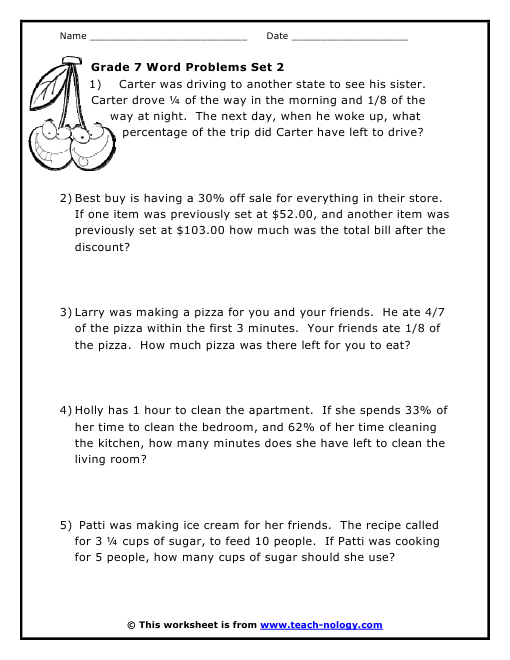 Grade 7 Word Problems Set 2