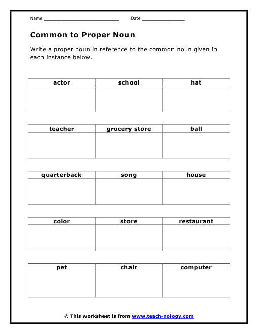 Proper Nouns Worksheets Editing