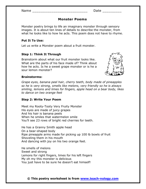 Friendly Monster Haiku Poems