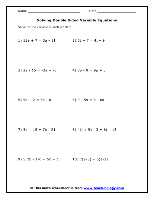 Solving Double Sided Variable Equations