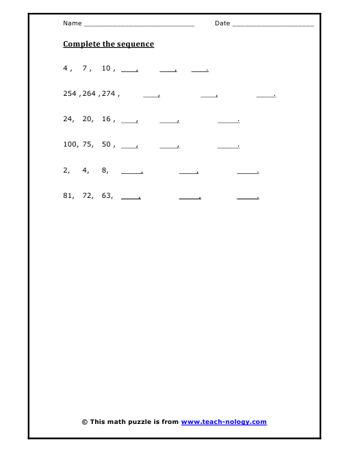 Complete the sequence